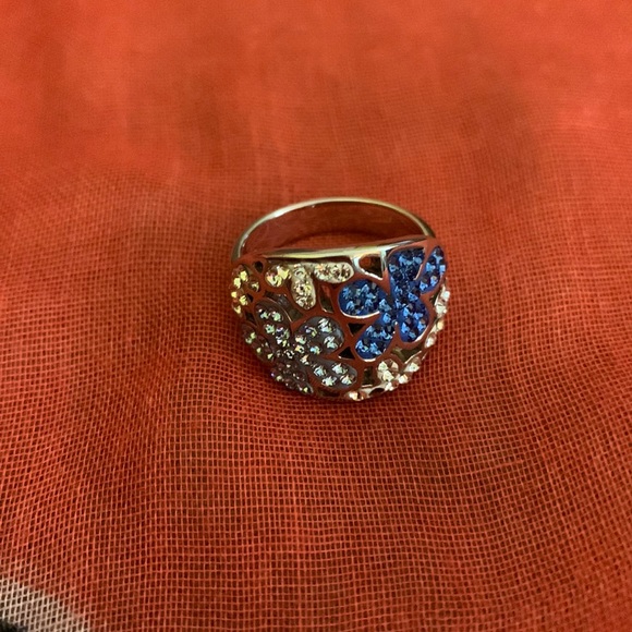 QVC | Jewelry | Sterling Silver Floral Swarovski Crystal Ring | Poshmark